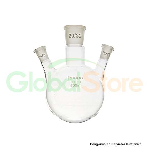 MATRAZ ESFÉRICO ESMERILADO CON 3 BOCAS INCLINADAS – Global-Store.mx